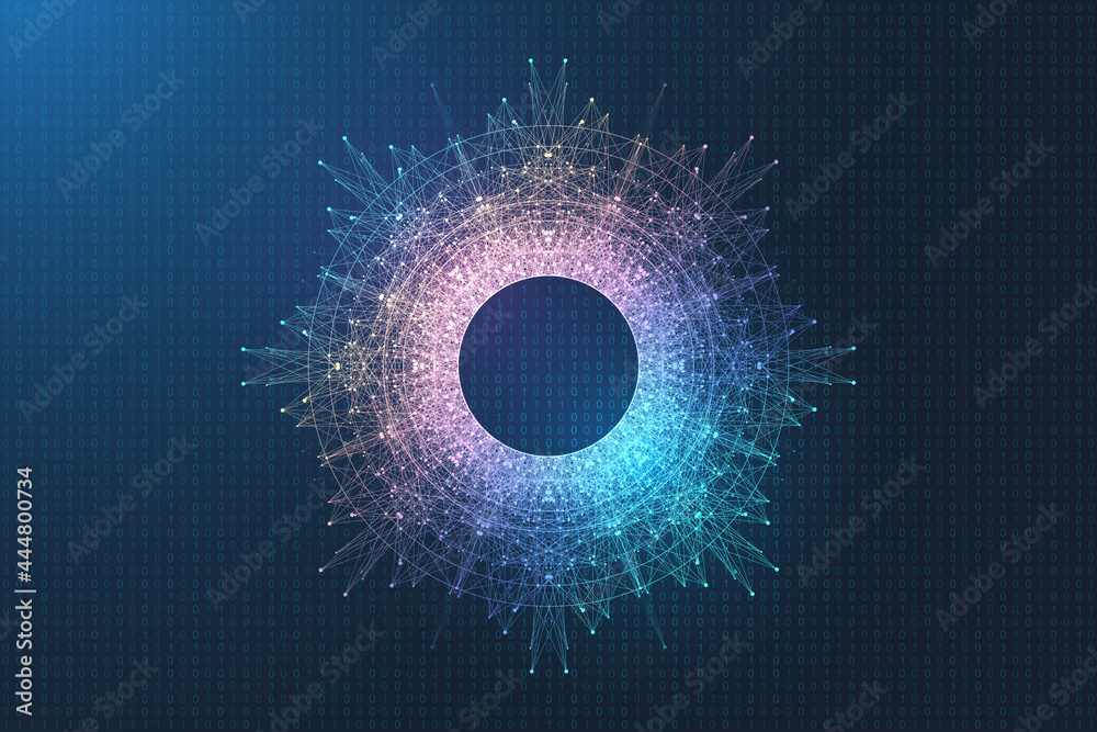 Quantum computer innovation technology concept. Sphere explosion ...