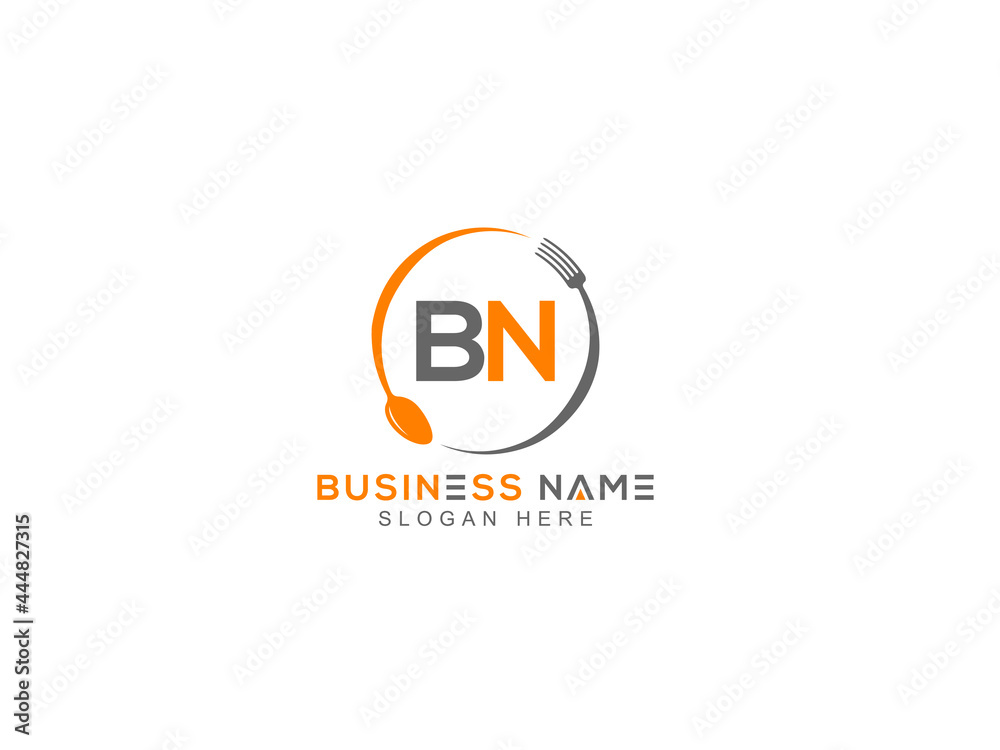 Letter BN Logo, restaurants bn logo icon with line style knife vector ...
