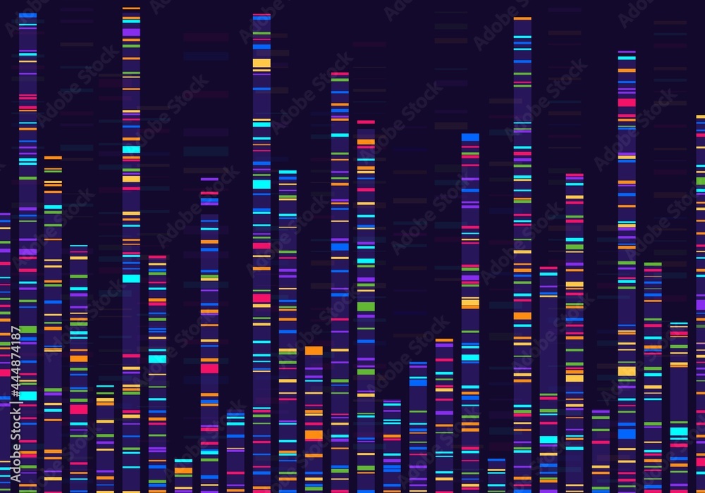 Genomic data visualization. Gene mapping, dna sequencing, genome ...