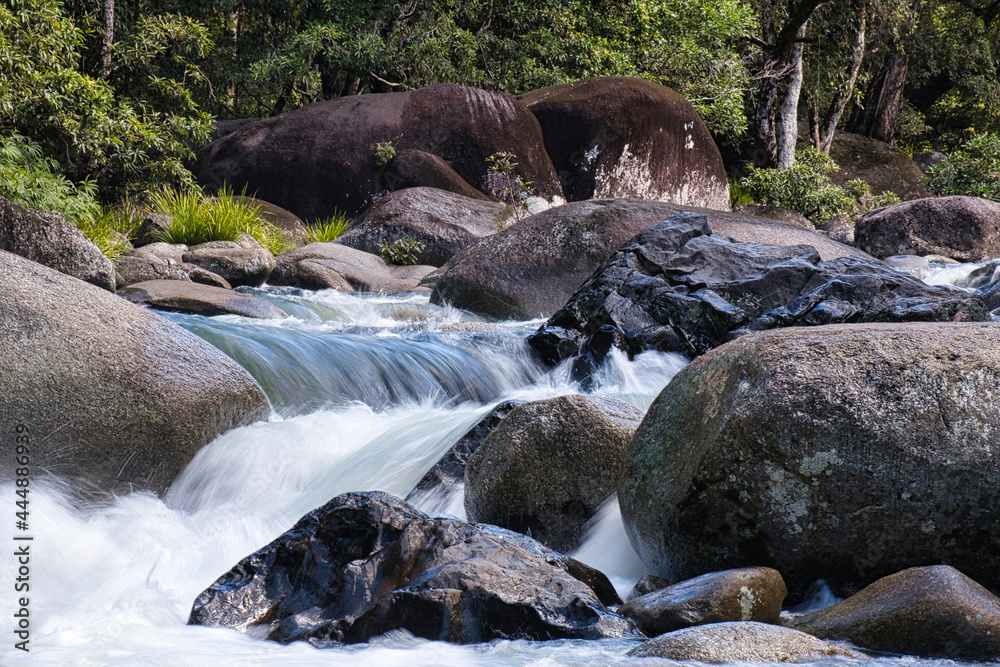 Water flowing at Mossman Gorge locate in the rural locality in the ...