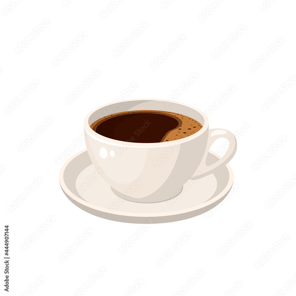 Espresso cup black coffee mug. Vector illustration cartoon flat icon isolated on white background. Stock Vector Adobe Stock