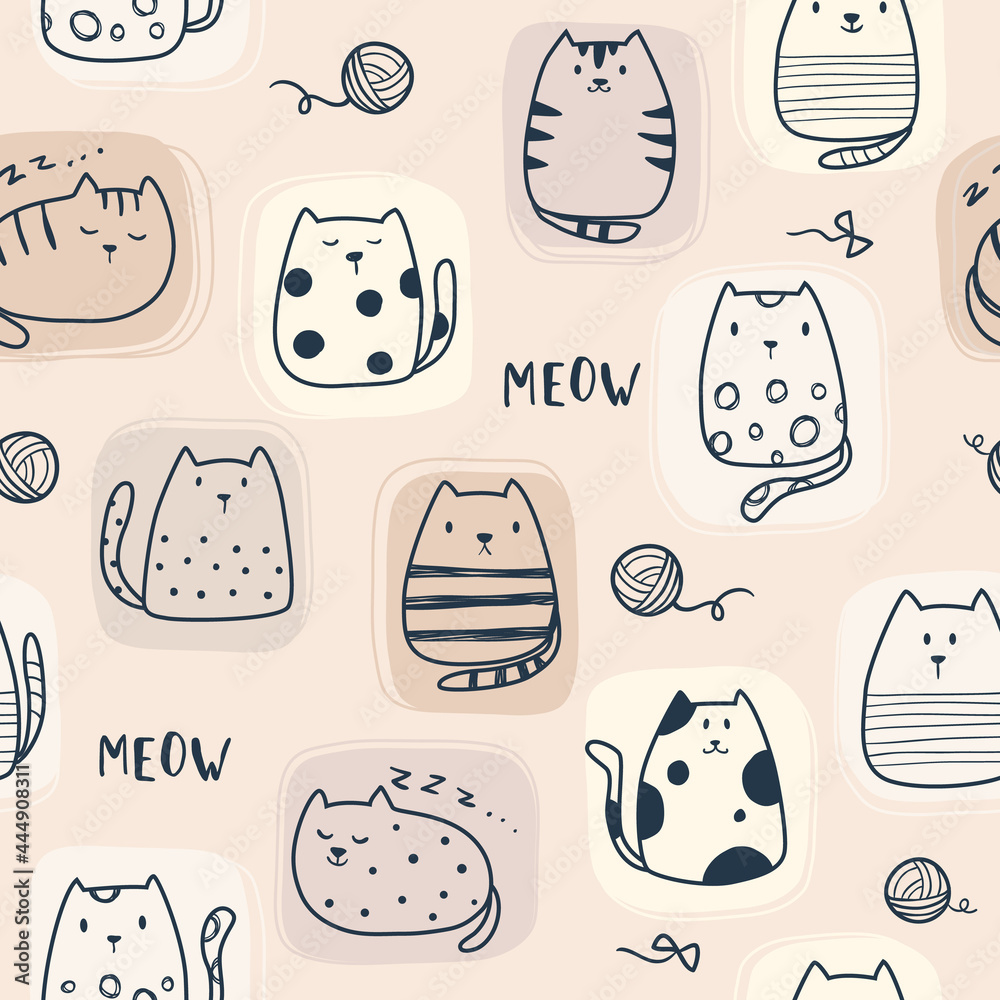 Cat pattern, seamless animal background, perfect for fabric, textile ...