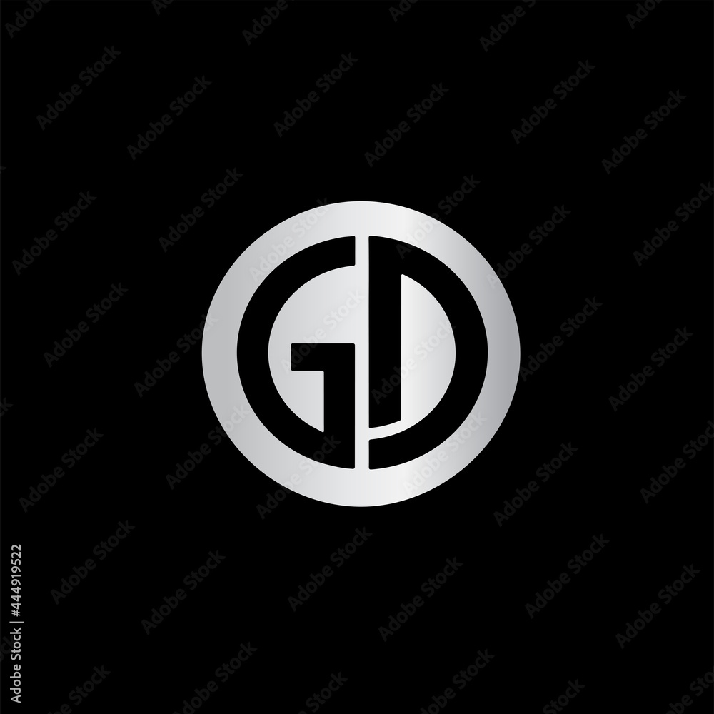 Silver GD Logo Creative Modern Minimal Alphabet G D Initial Letter Mark ...