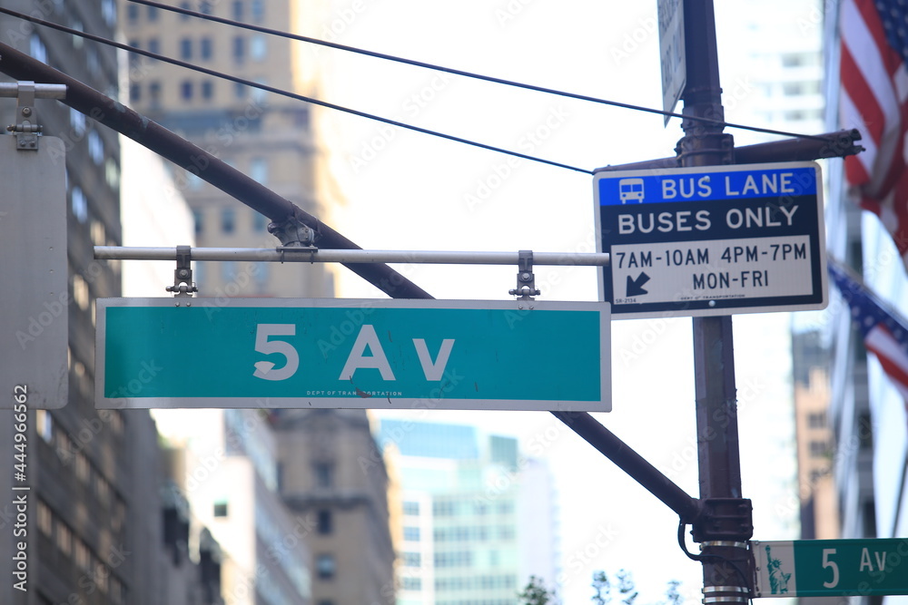 new york fifth avenue street road sign Stock Photo | Adobe Stock
