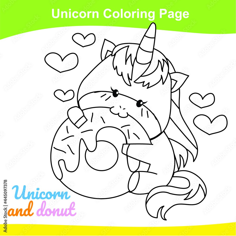Unicorn coloring worksheet page. Coloring kawaii unicorn worksheet page ...