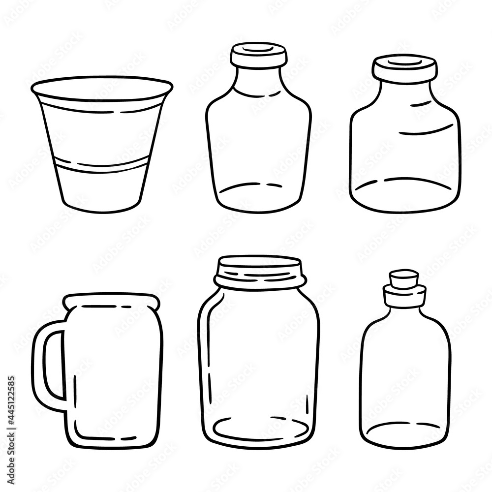 Mason kitchen jar clipart bundle, black and white glass bottles ...