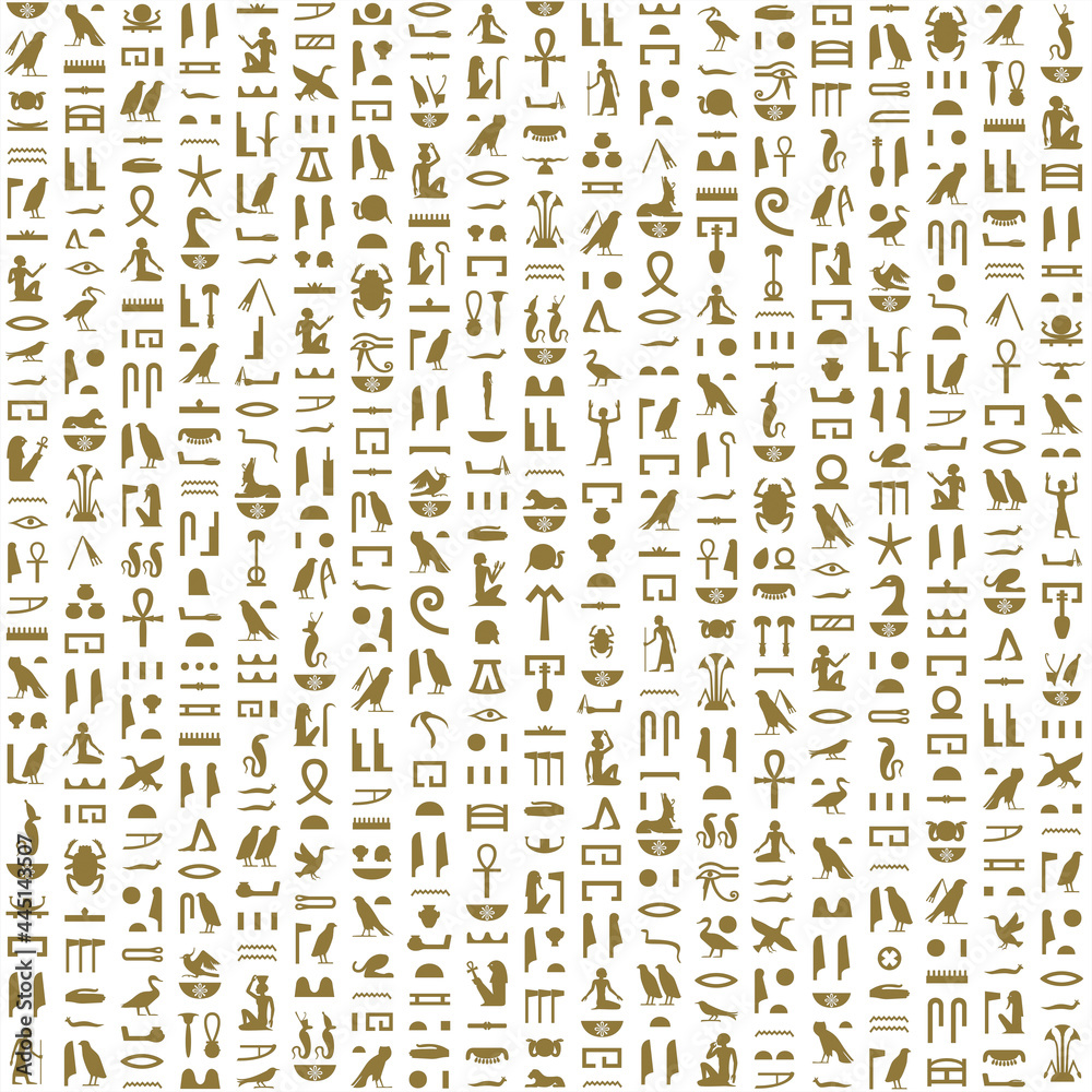 Ancient Egyptian hieroglyphs seamless pattern Stock Vector | Adobe Stock