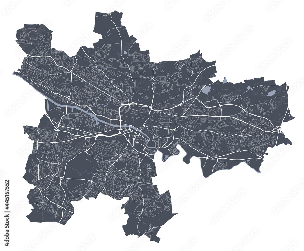 Vector de Stock Glasgow map. Detailed map of Glasgow city poster with ...