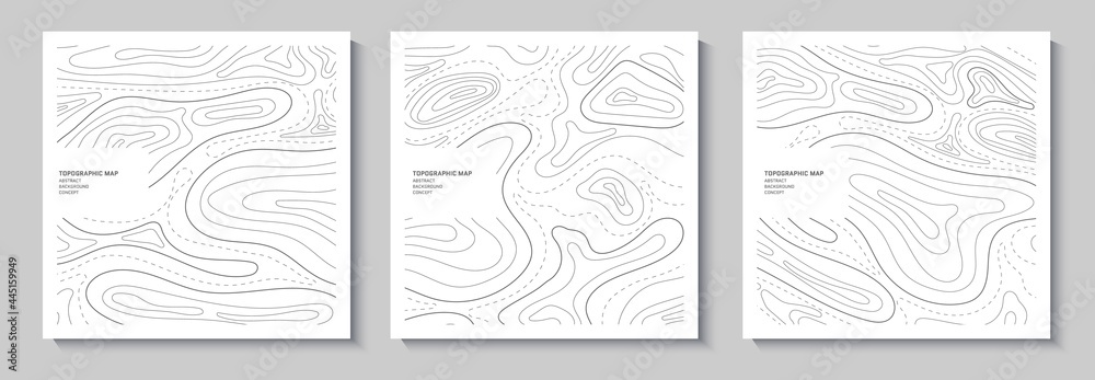 Vector de Stock Set of topography flyers. Outline cartography landscape ...