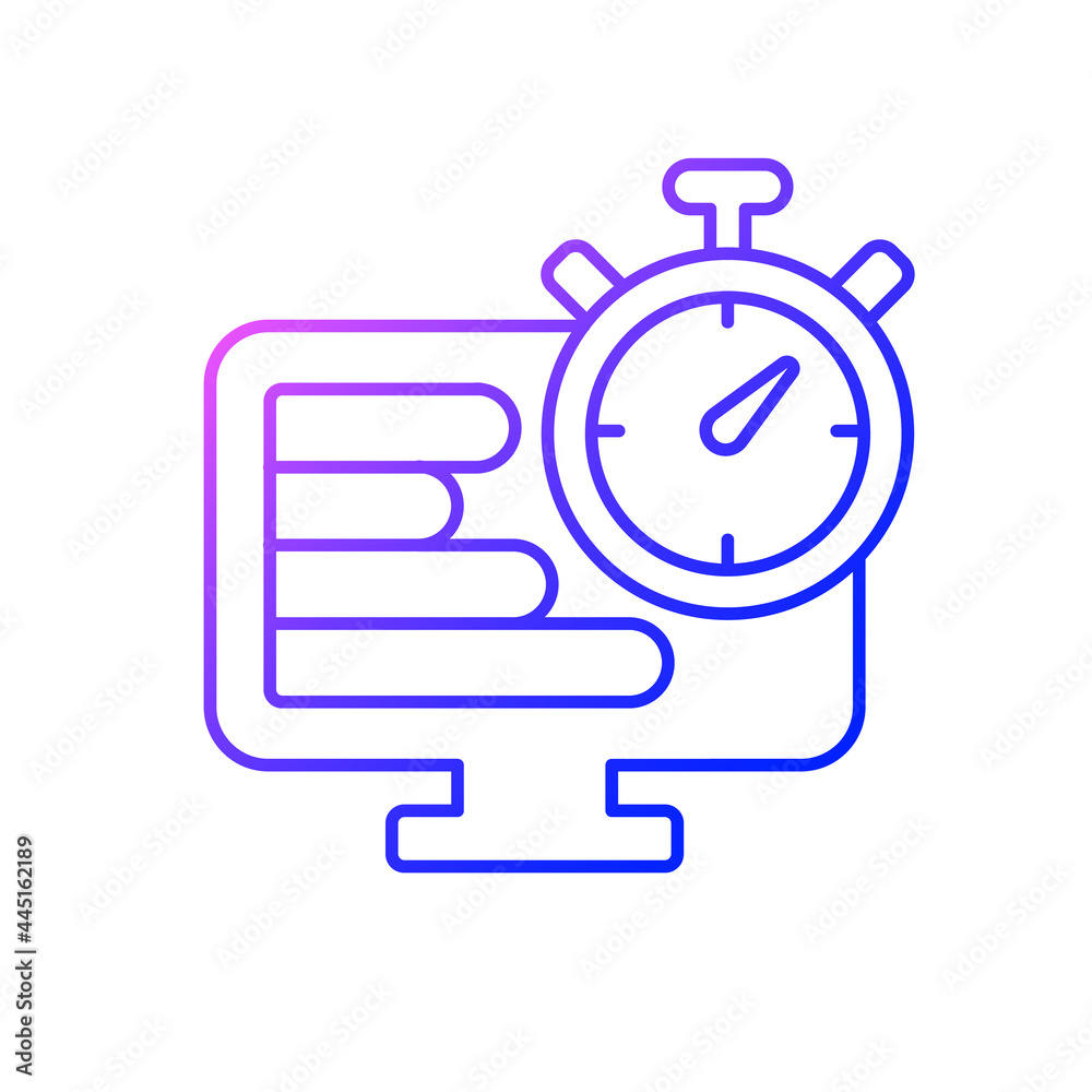 Time tracker gradient linear vector icon. Performance assessment on ...