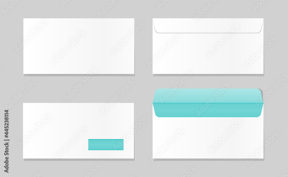 Open and closed empty envelope mock up. Realistic blank letter template ...