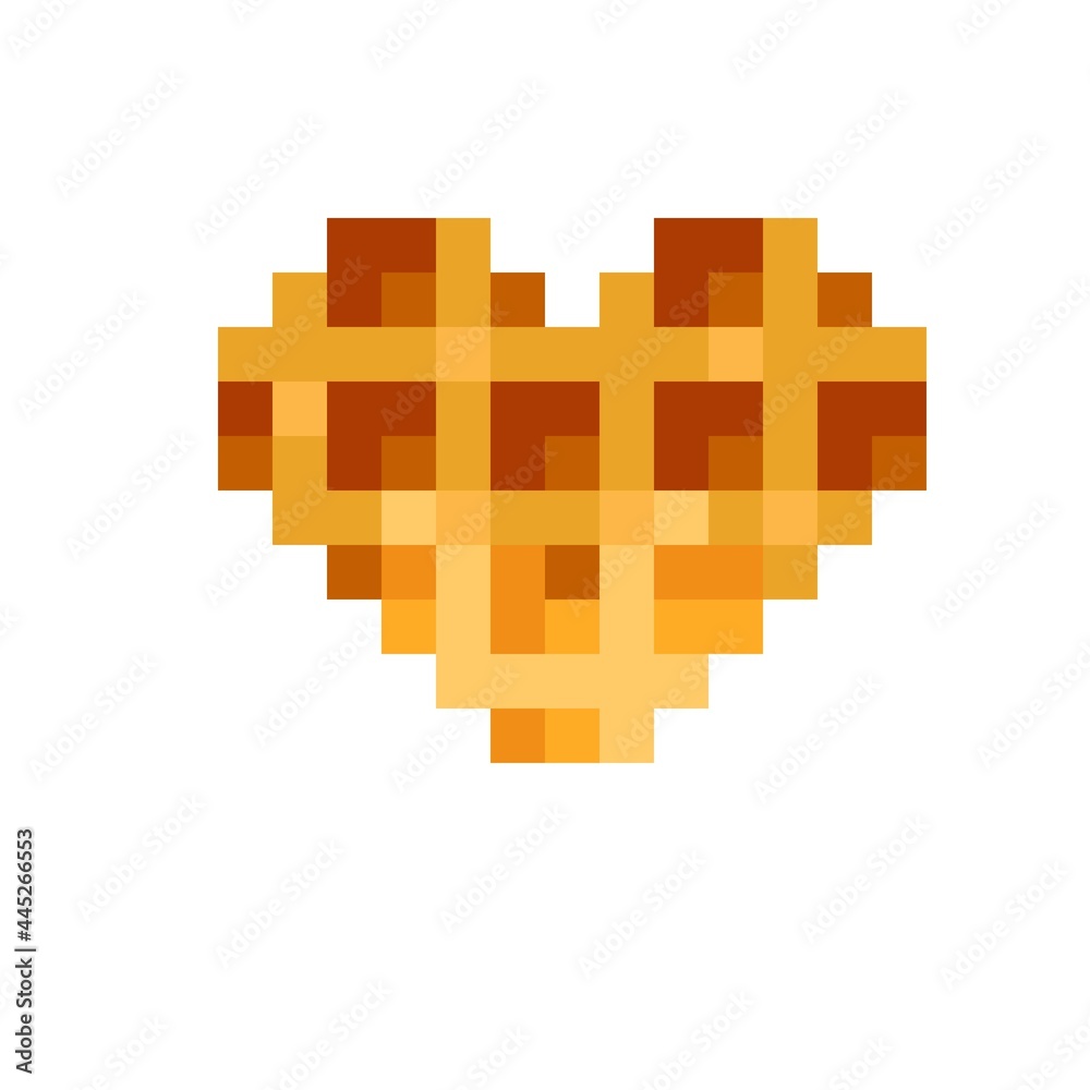 Heart waffle pixel art. Vector illustration. Valentine's Day. Honey ...