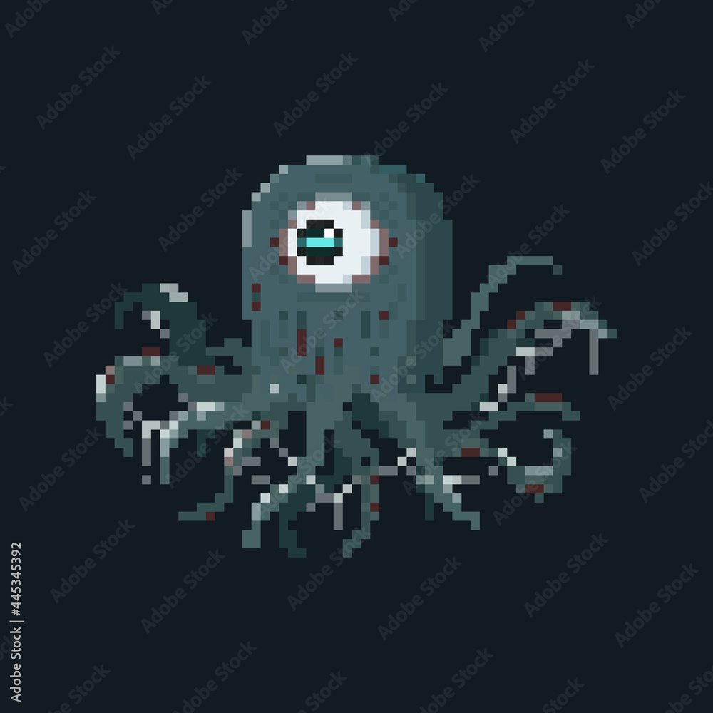 Pixel art tentacle monster with slime effect. Stock Vector | Adobe Stock