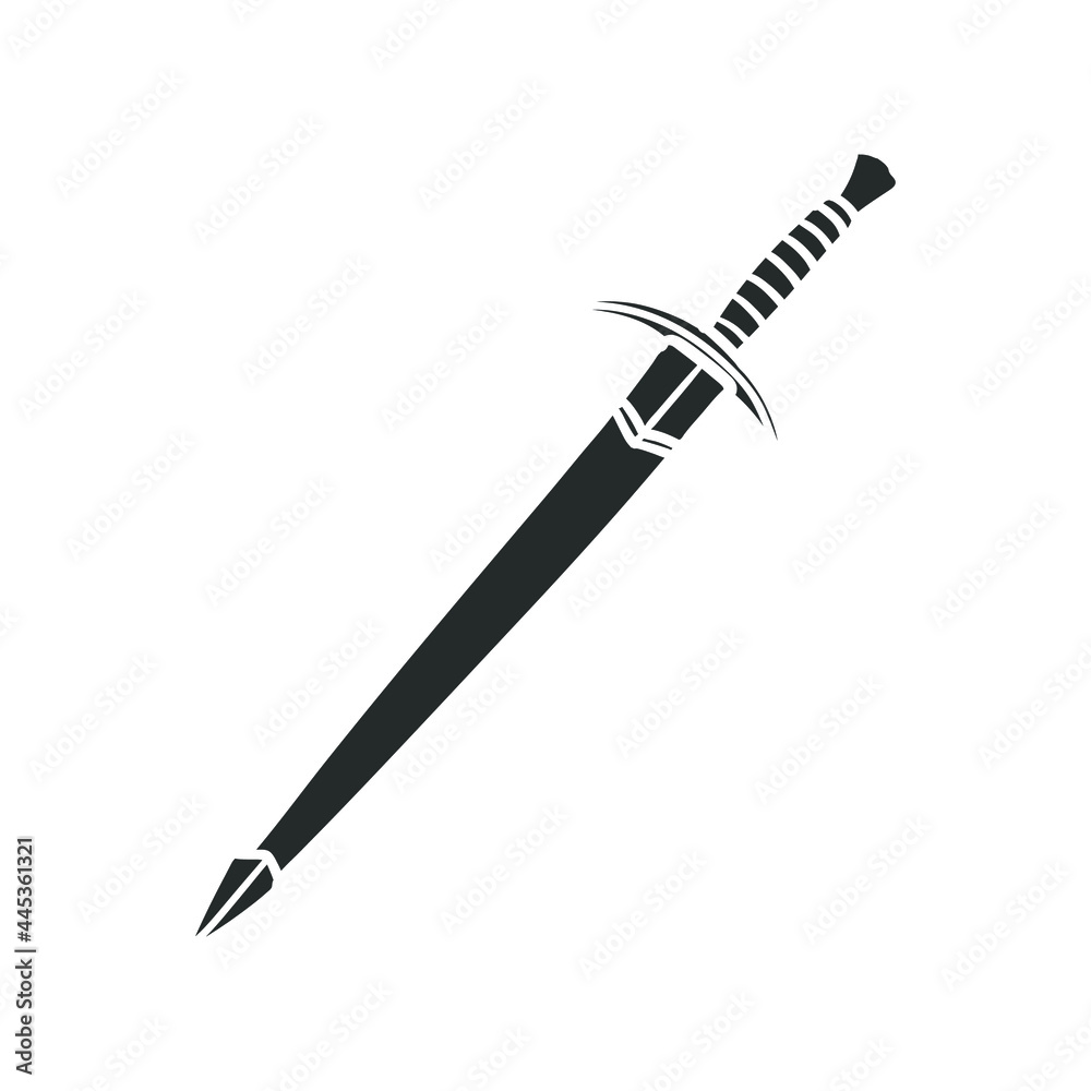 Sword Icon Silhouette Illustration. Melee Weapon Vector Graphic ...