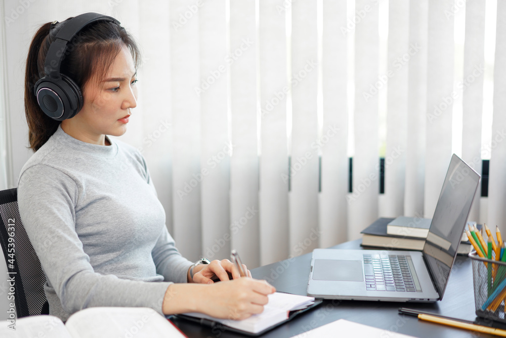 Office work concept a female secretary writing and taking notes for ...
