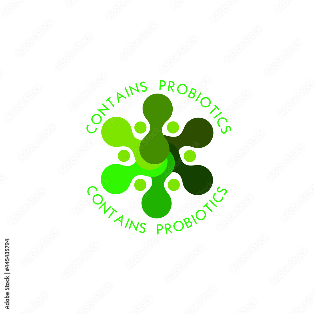 Probiotics logo. Bacteria logo. Concept of healthy nutrition ingredient ...