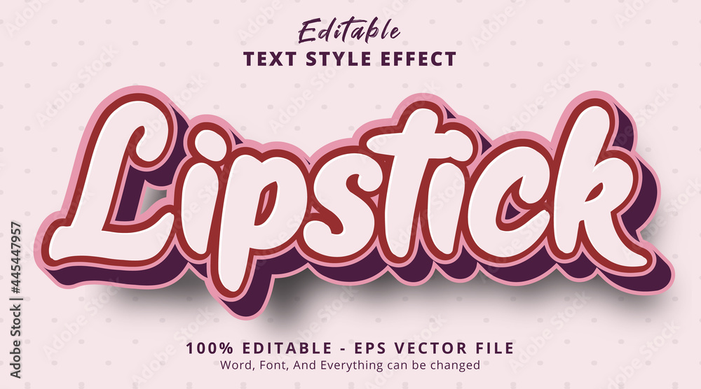 Editable text effect, Lipstick text on pink color combination style effect Stock Vector | Adobe ...
