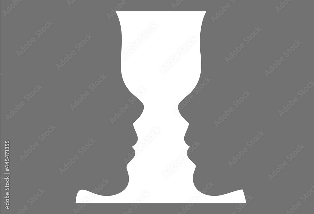 Figure-ground perception. Face and vase. Identifying a figure from the ...