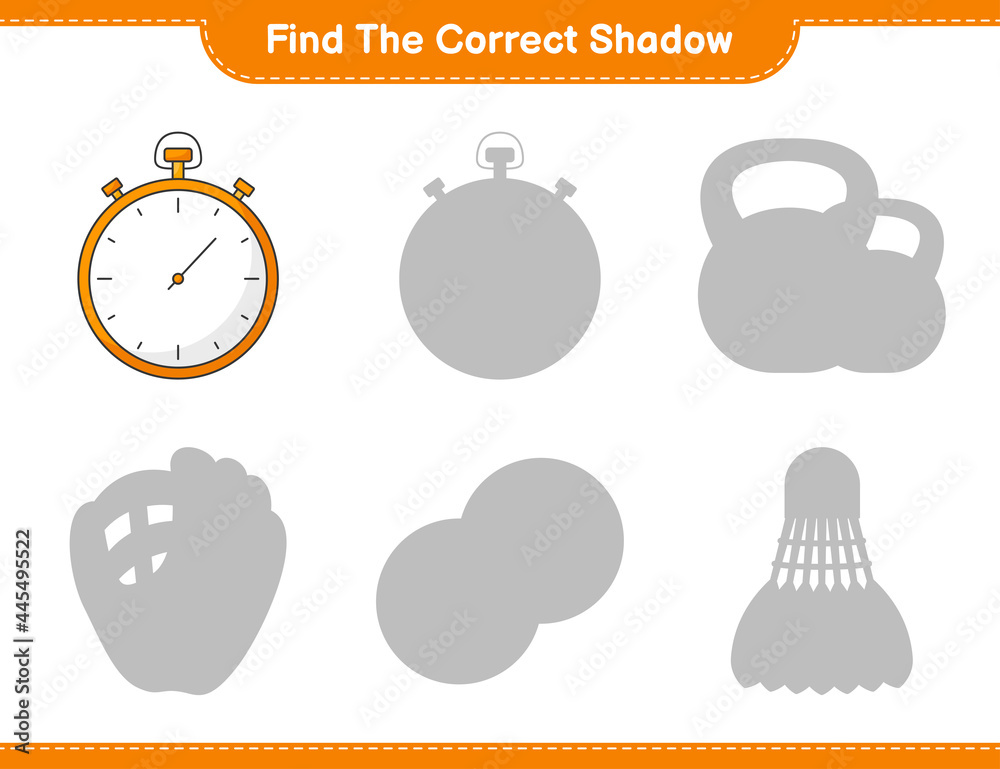 Find the correct shadow. Find and match the correct shadow of Stopwatch ...
