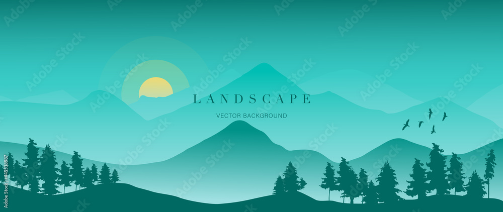 Mountain background vector. Landscape with mountains and sun ...