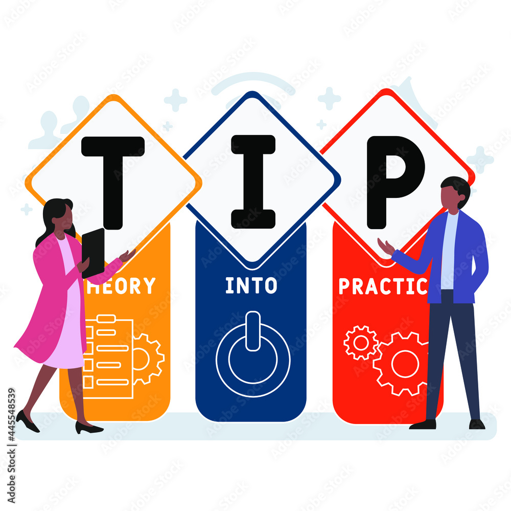 Flat design with people. TIP - Theory Into Practice acronym. business ...
