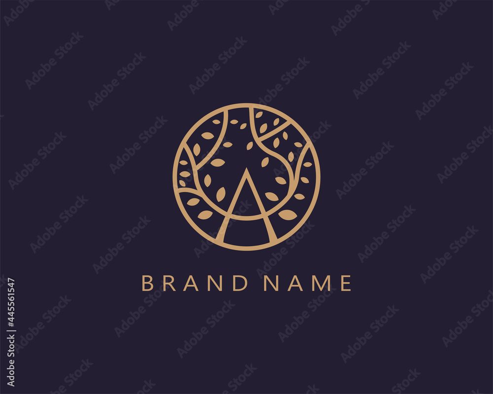 logo initials letter A. logo nature. elegant and luxurious gold texture ...