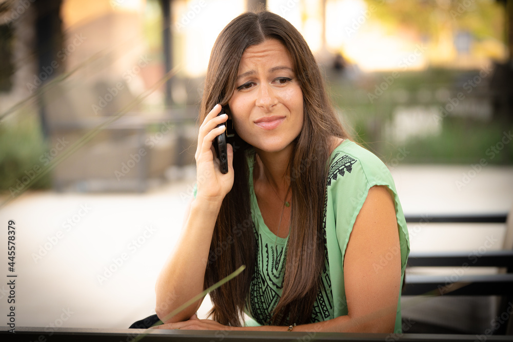 Beautiful Pretty Young Brunette Woman Break Up Angry Bullying Bad News ...