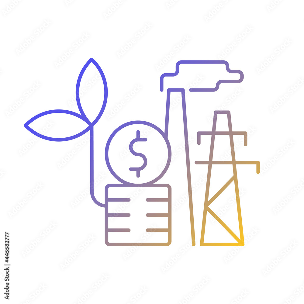Environmental tax gradient linear vector icon. Ecotax for industrial economy. Electrical power ...