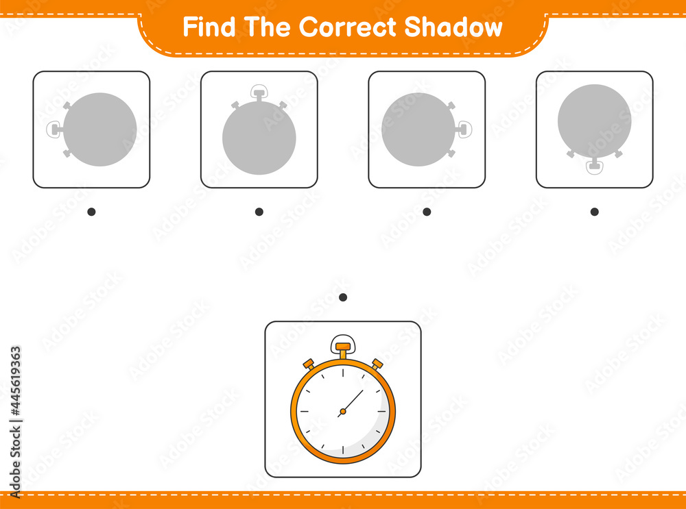 Find the correct shadow. Find and match the correct shadow of Stopwatch ...