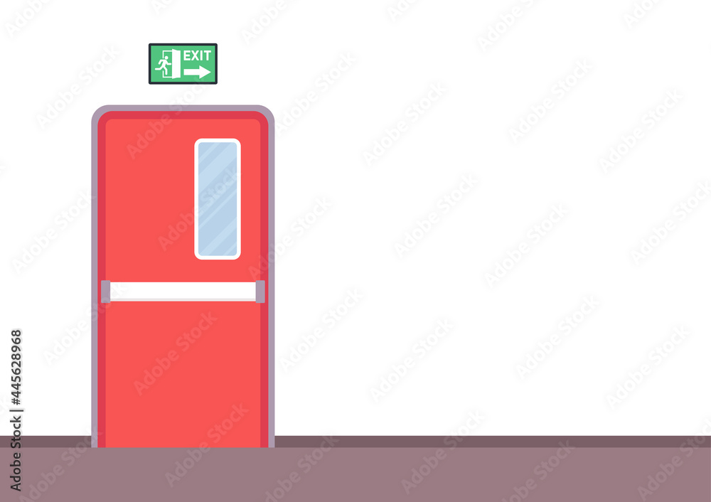 Fire door cartoon vector. Exit door vector. free space for text ...