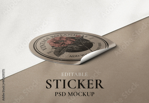 Editable Vintage Sticker Mockup Stock Template | Adobe Stock