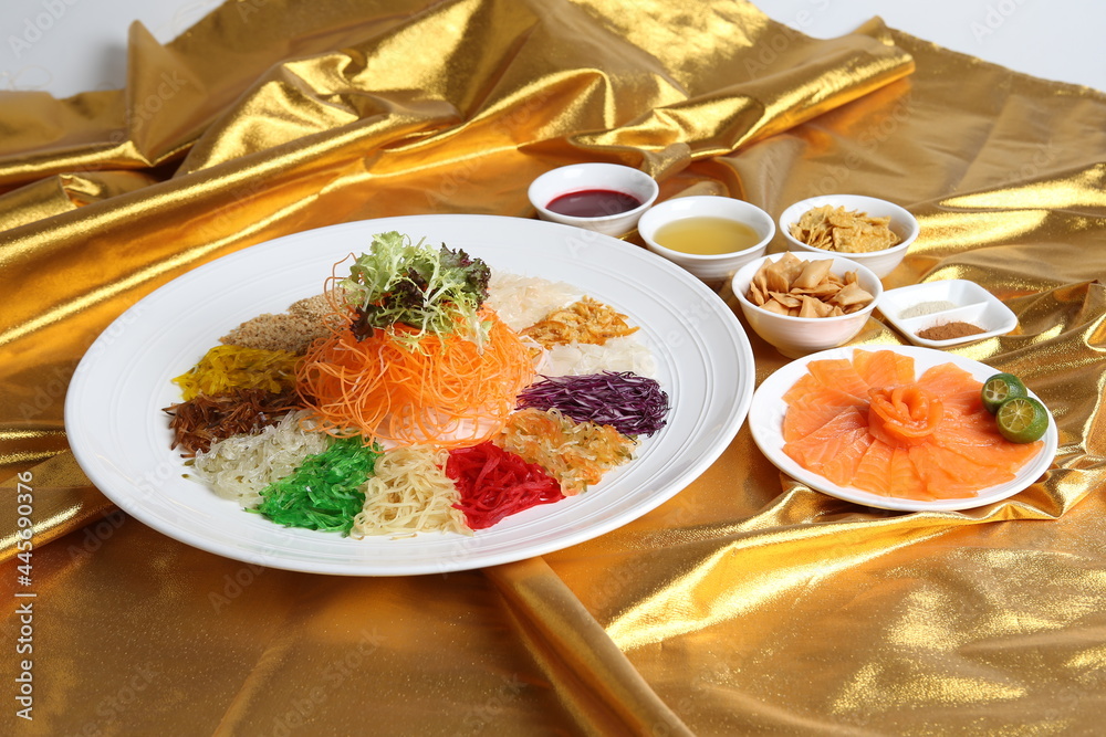 chinese new year colourful lo hei yu sheng with smoked salmon ...