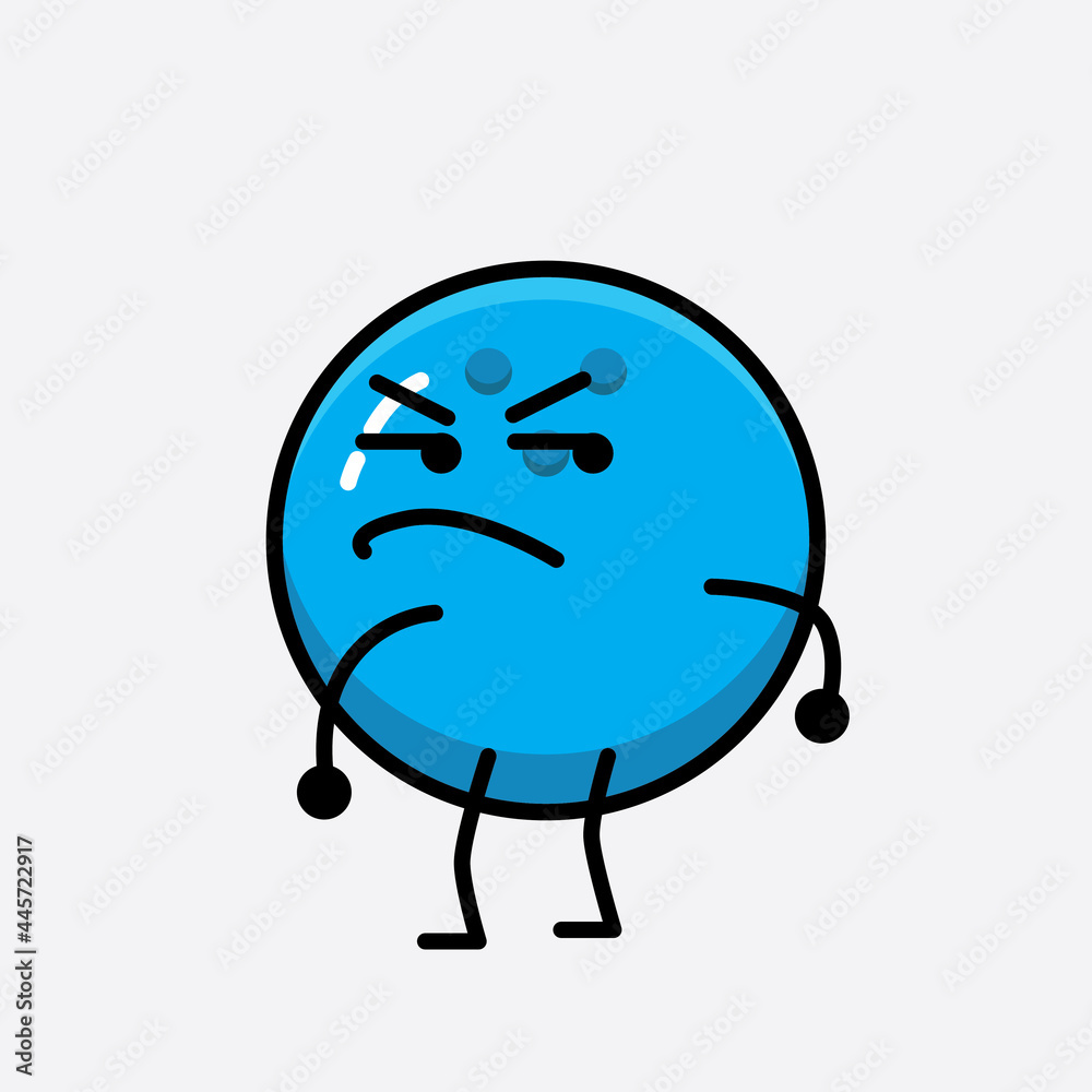 Vector Illustration of Bowling Ball Character with cute face and simple ...