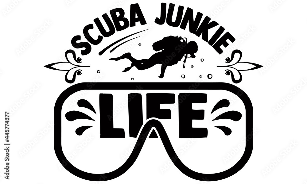Scuba junkie life- Scuba Diving t shirts design, Hand drawn lettering ...