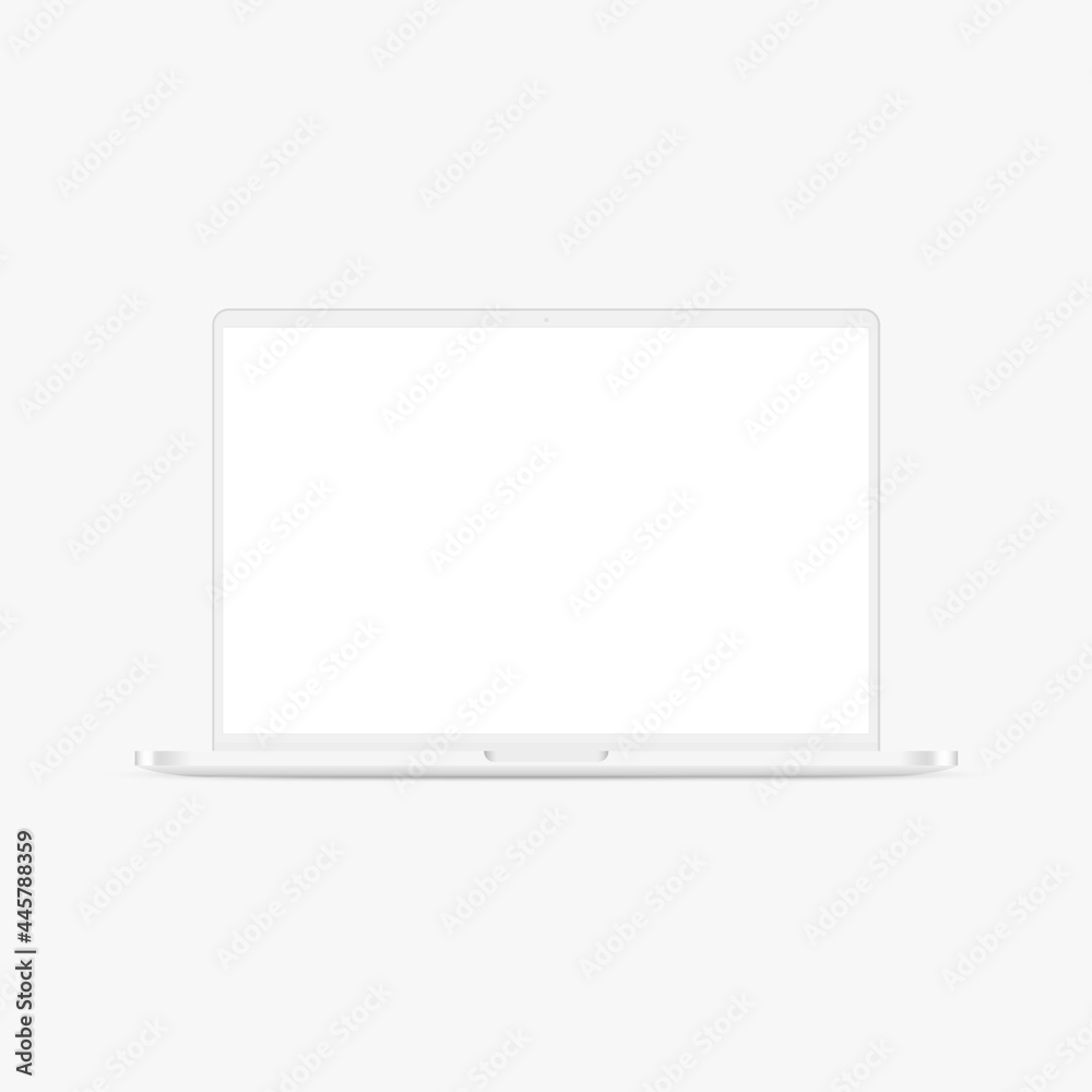 Clay Laptop Mockup with Blank Screen Front View. Vector illustration ...