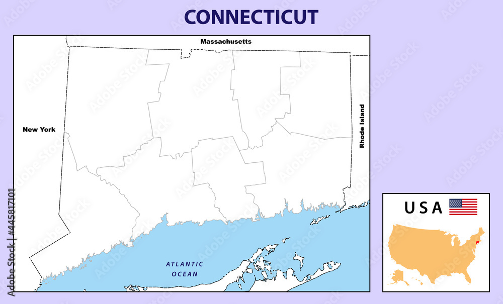 Ilustración de Stock Connecticut map. Political map of connecticut in ...