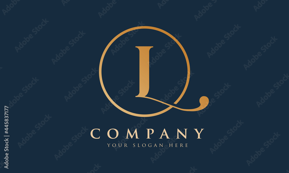 Initial L letter Gold Color With Black Background Logo Design vector ...