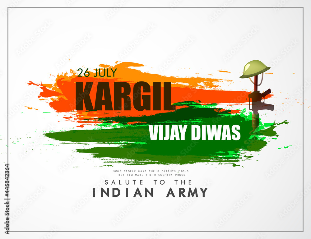 Kargil Vijay Diwas, banner or poster. Vector illustration of Poster for salute indian army, amar ...