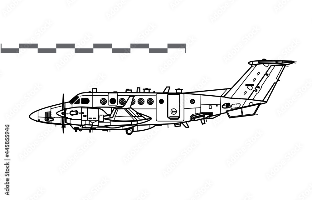 Raytheon SHADOW R1. Beechcraft Super King Air. Vector drawing of ...