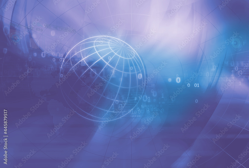 3D rendering of a graphical background with binary codes and earth ...