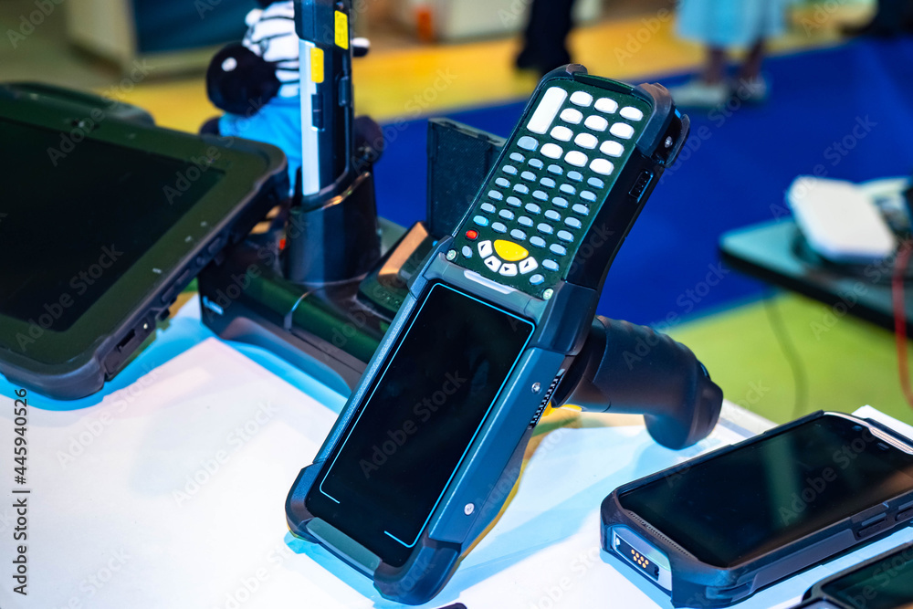 Several terminals for data collection. Data collection terminals close ...