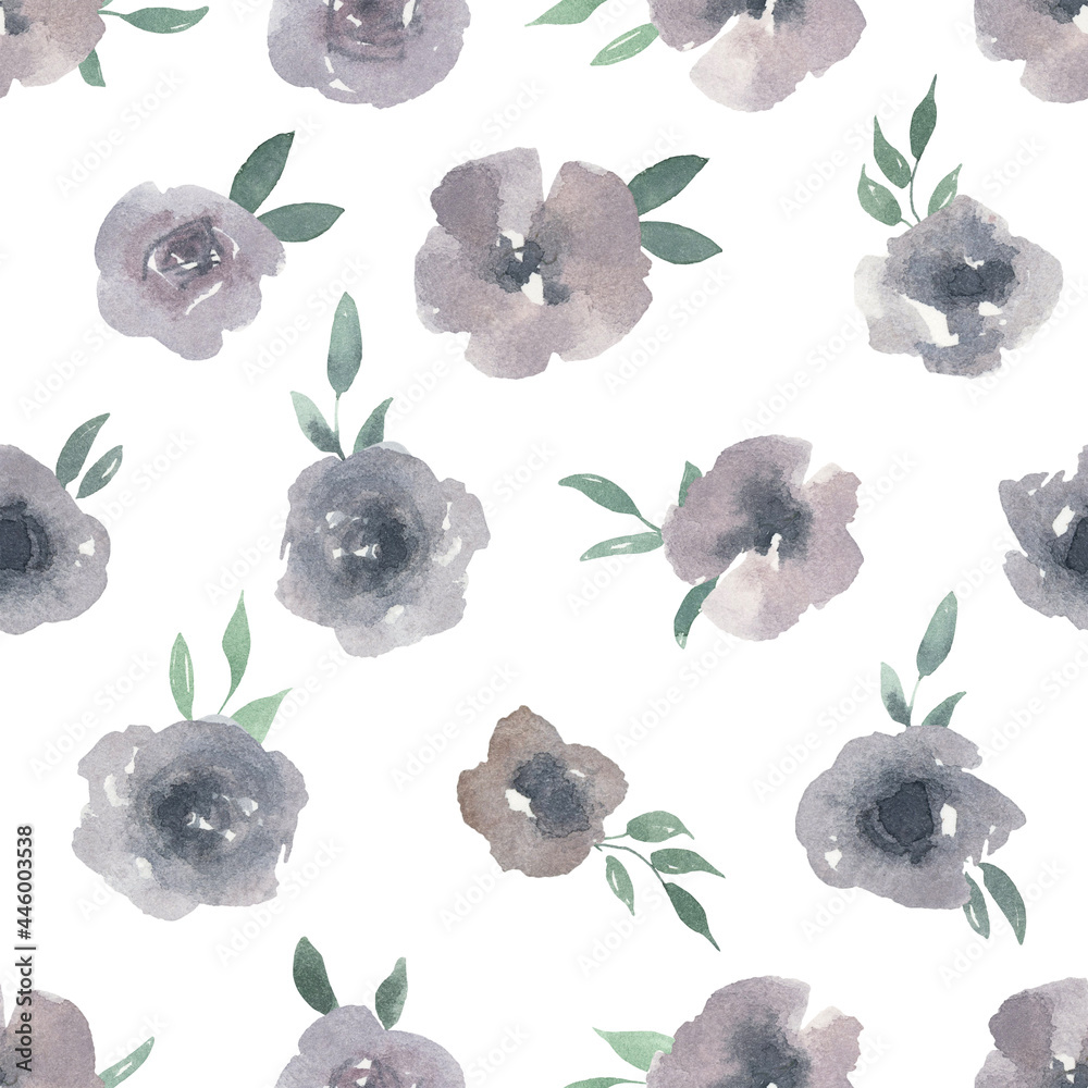 Watercolor pastel pink and blue floral seamless pattern clipart ...