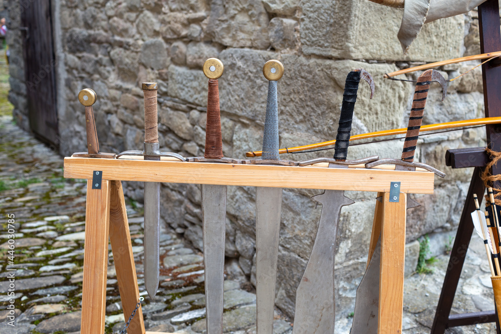 medieval weapons historical reenactments ancient battles Stock Photo ...