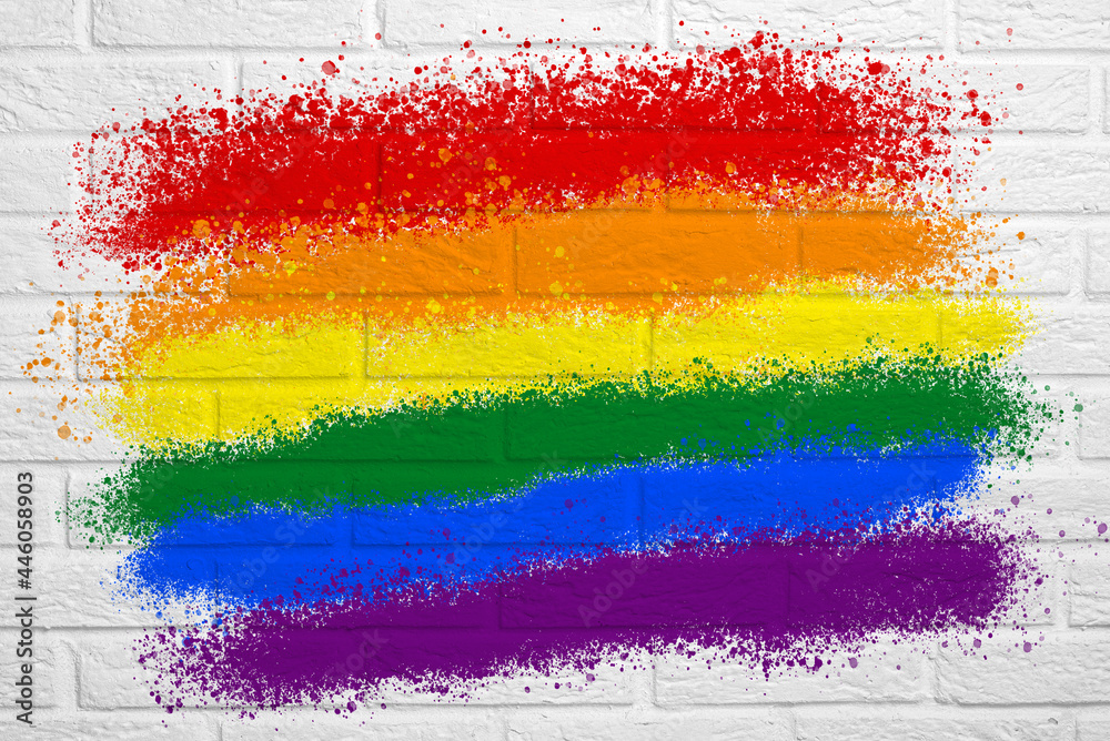 Pride Illustration. white brick wall with the rainbow flag LGBT Stock ...