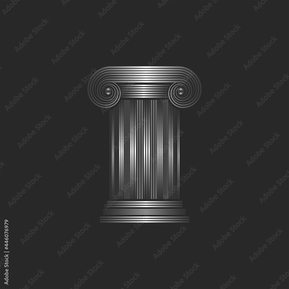 Ancient greek column architectural or legal linear logo, parallel lines ...