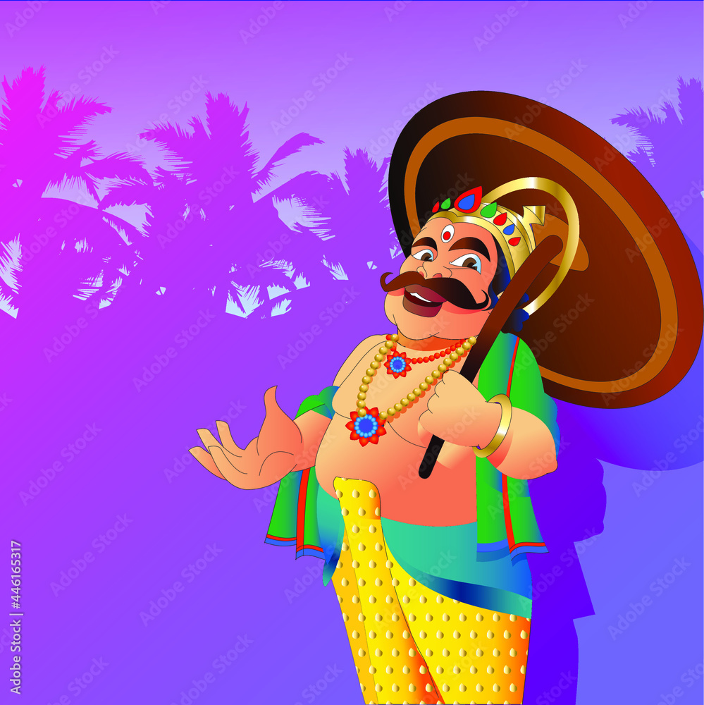 Vector design of King Mahabali of Hindu mythology for South India Onam ...