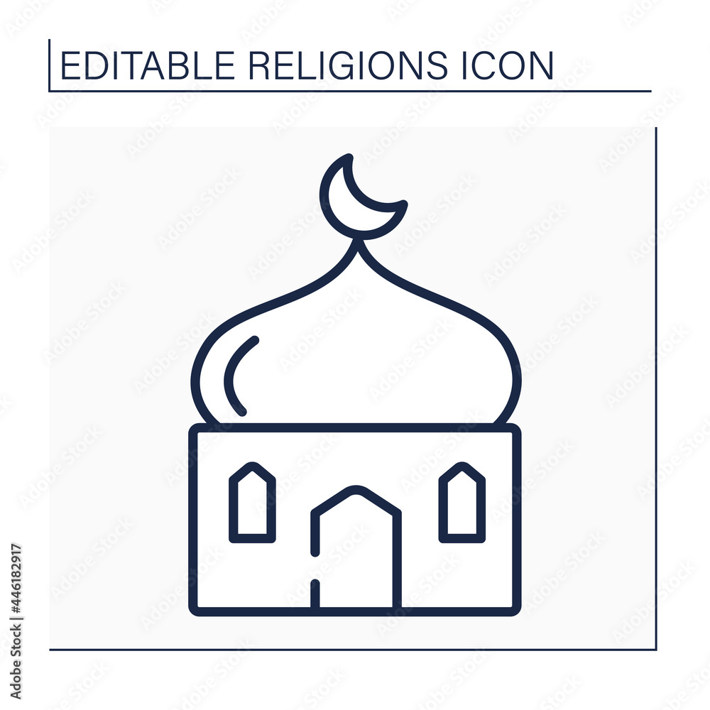 Islam line icon. Main temple in muslim culture. Traditional place of ...
