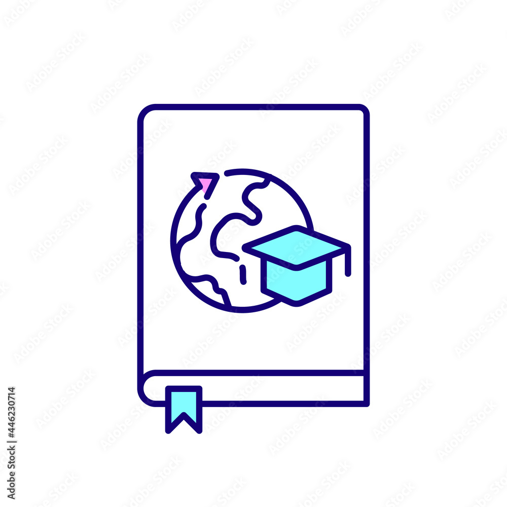 International internship guideline RGB color icon. Giving help and ...