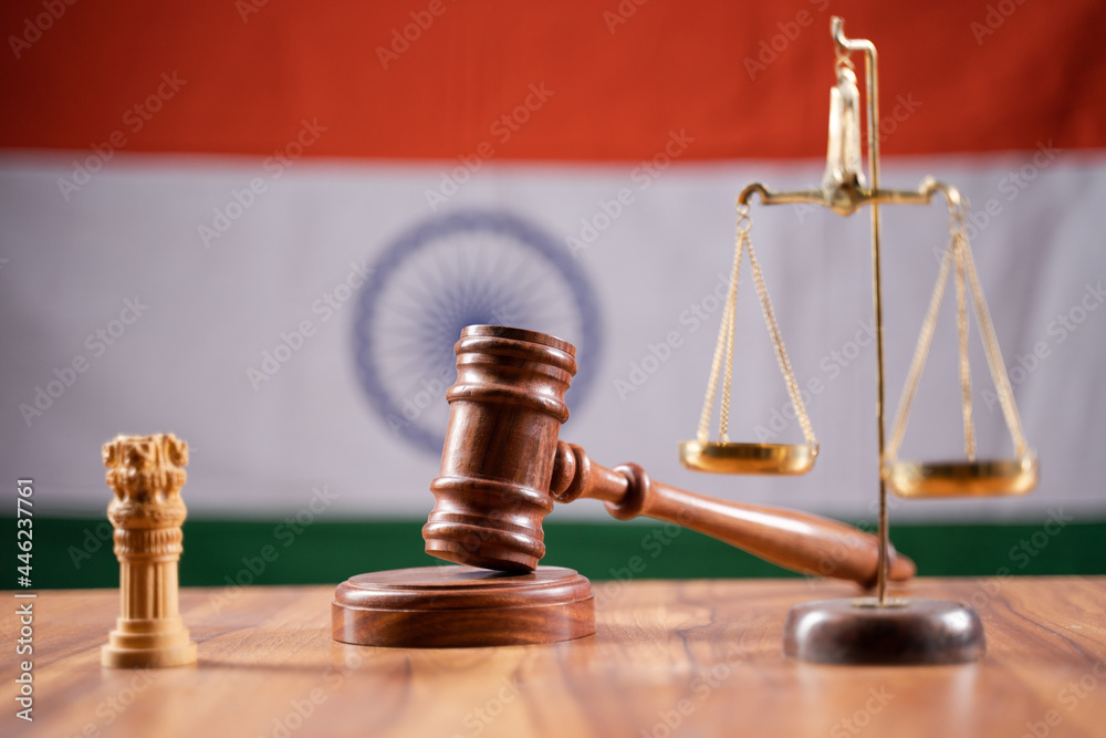 Concept of Indian justice system showing by using Judge Gavel, Balance ...