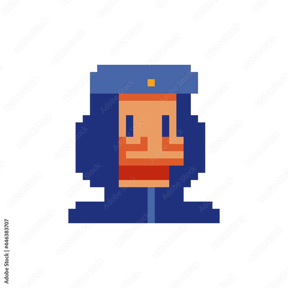 character man perfect pixel art icon. Design for avatar, portrait ...